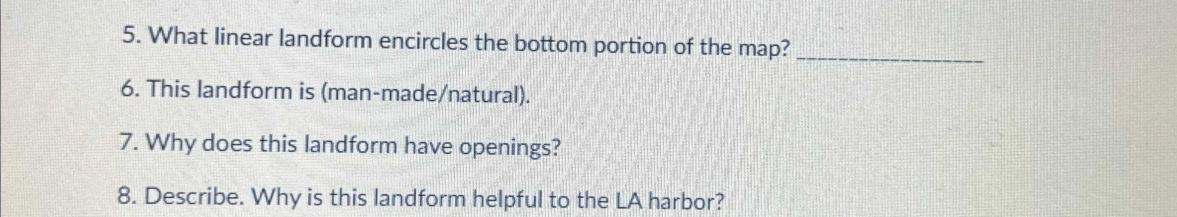 Solved What linear landform encircles the bottom portion of | Chegg.com