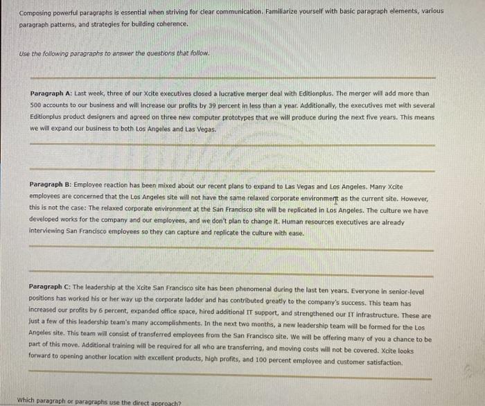 Solved Composing powerful paragraphs is essential when | Chegg.com