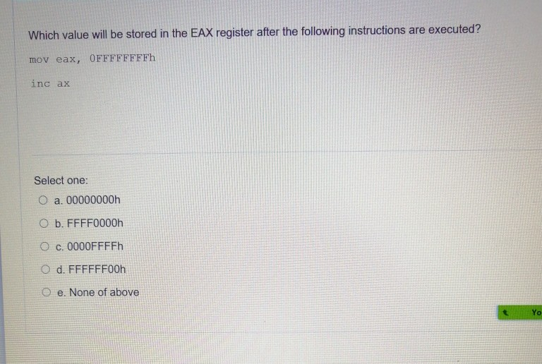 Solved Which value will be stored in the EAX register after | Chegg.com