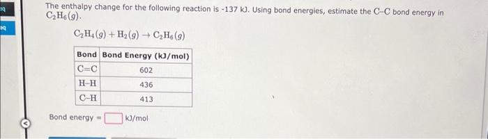 Solved Using average bond enthalpies (linked above), | Chegg.com
