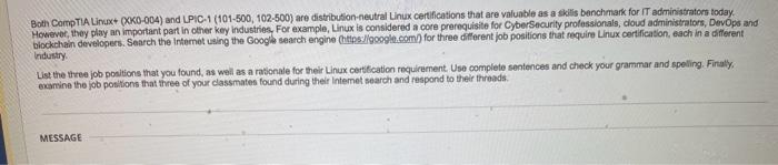 Solved Both CampTIA Limux+ (X0K0-004) and LPIC-1 (101-500, | Chegg.com