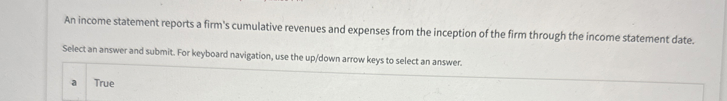Solved An income statement reports a firm's cumulative | Chegg.com