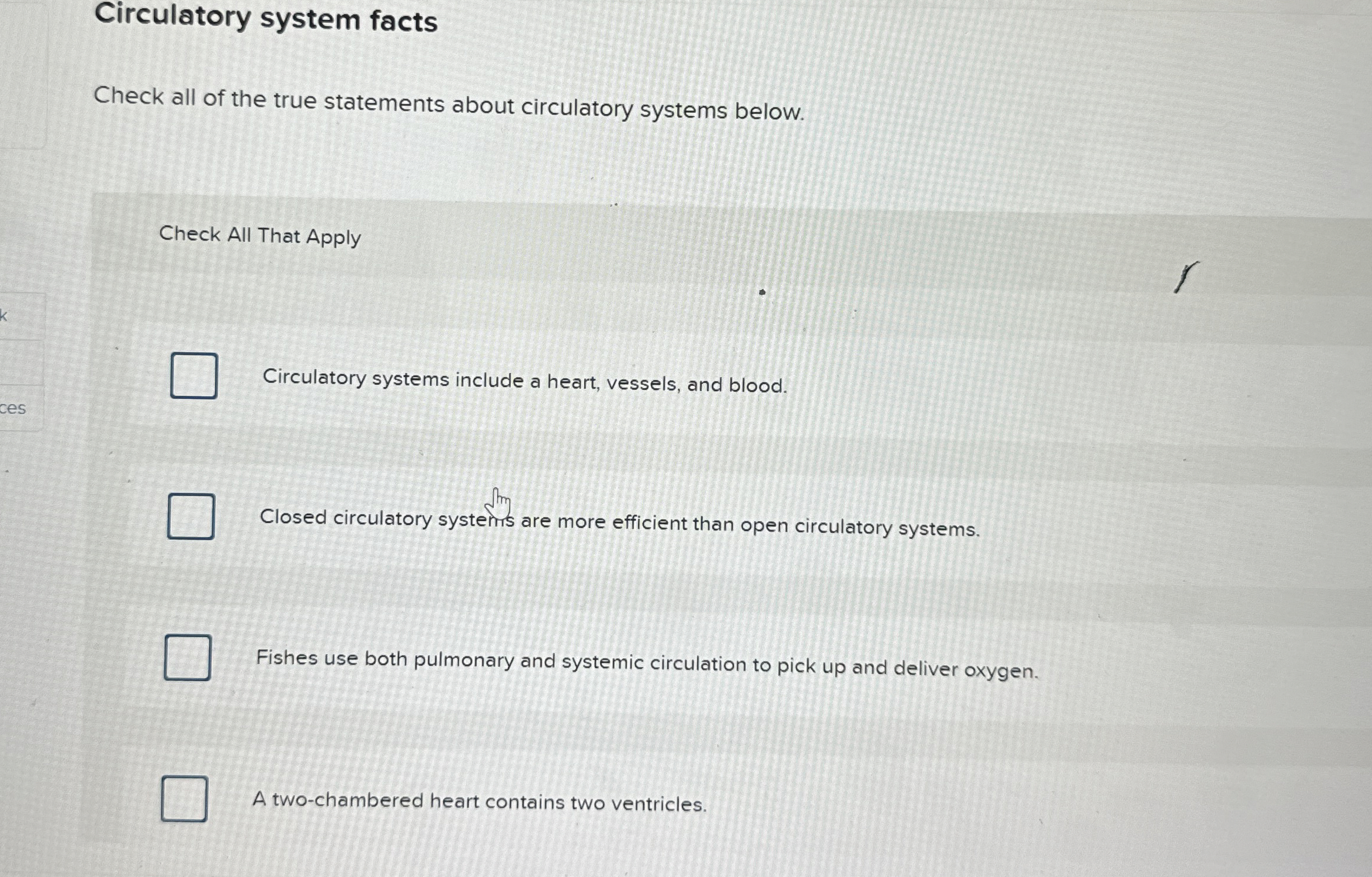 Solved Circulatory system factsCheck all of the true | Chegg.com