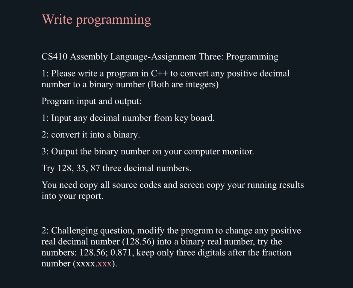 Solved Write programmingCS410 ﻿Assembly Language-Assignment | Chegg.com