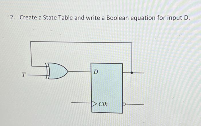 Solved 2. Create a State Table and write a Boolean equation | Chegg.com