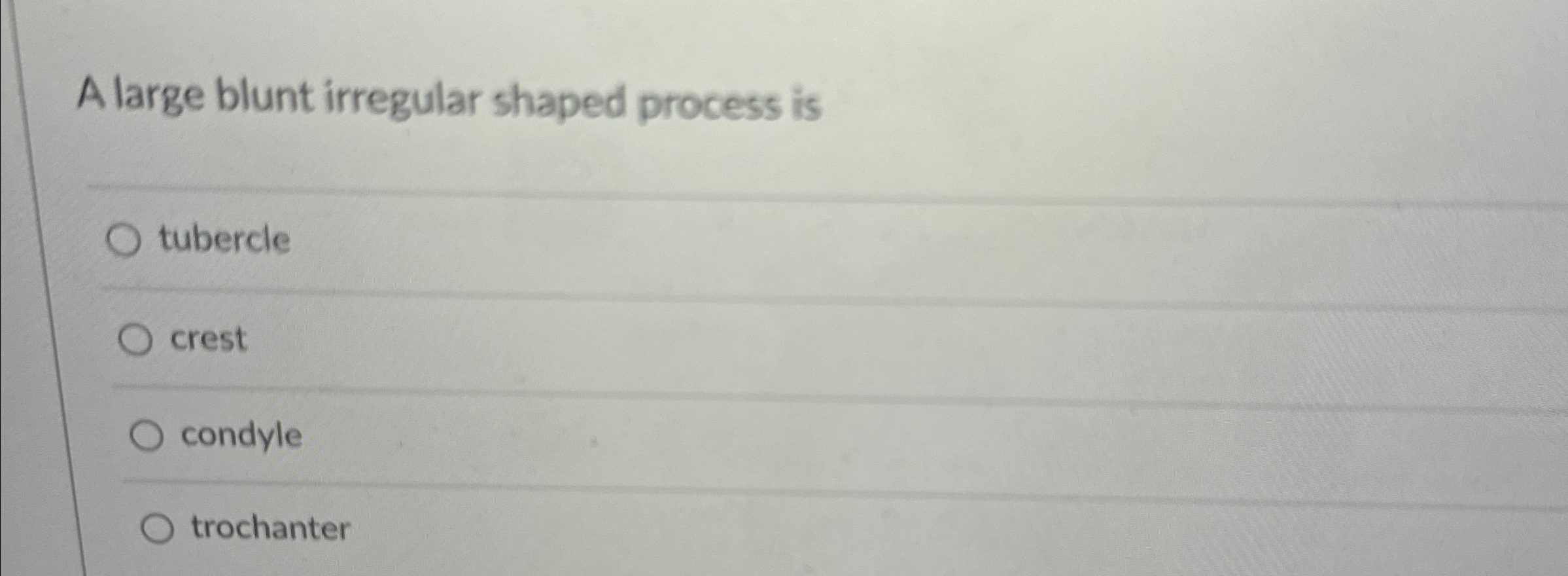 Solved A large blunt irregular shaped process | Chegg.com