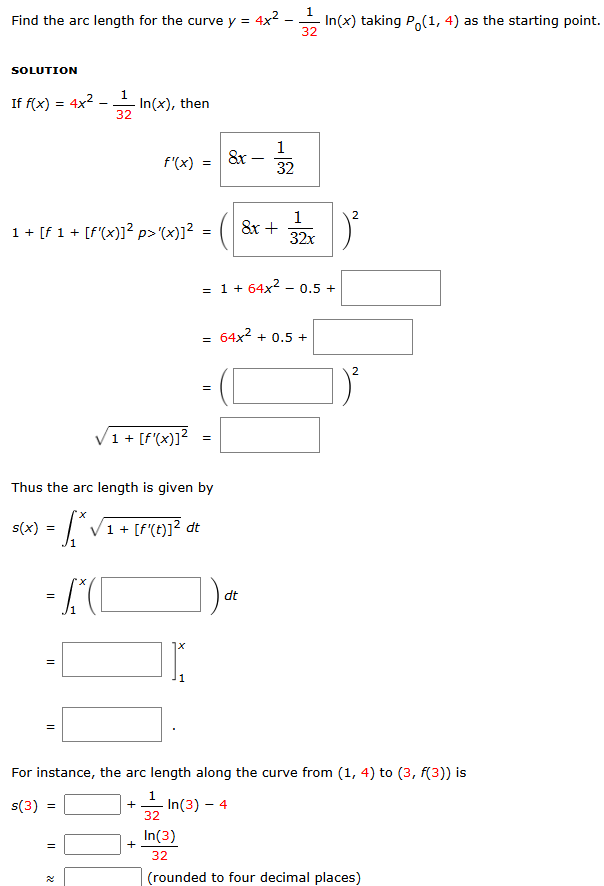 Solved Solutions to ﻿all blanks please. Find the arc length | Chegg.com