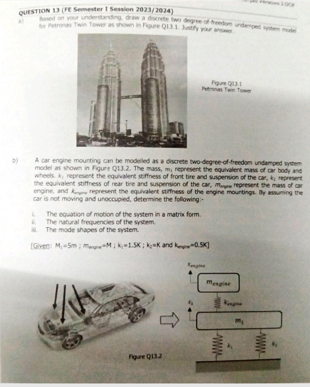 Solved QUESTION 13 (FE Semester I Session 2023/2024)a) | Chegg.com