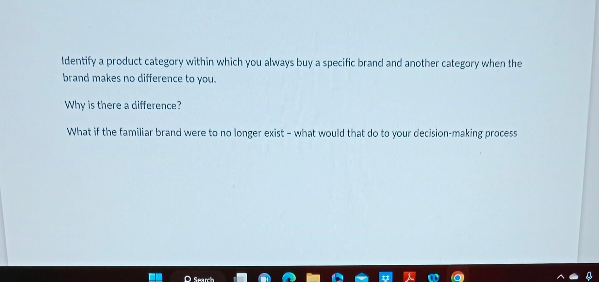 Solved Identify a product category within which you always | Chegg.com