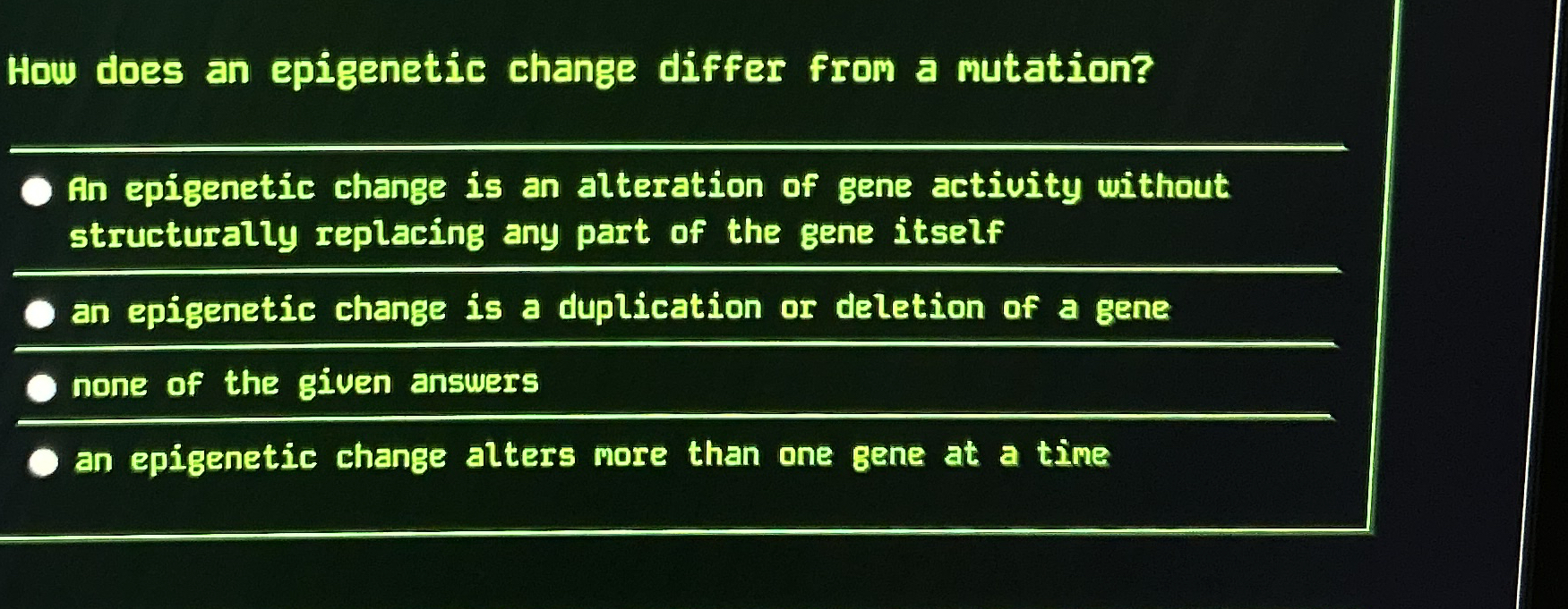 Solved How does an epigenetic change differ from a | Chegg.com