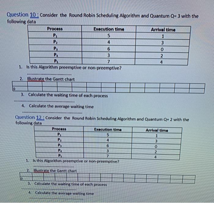 Solved Question 9: Consider the Round Robin Scheduling | Chegg.com
