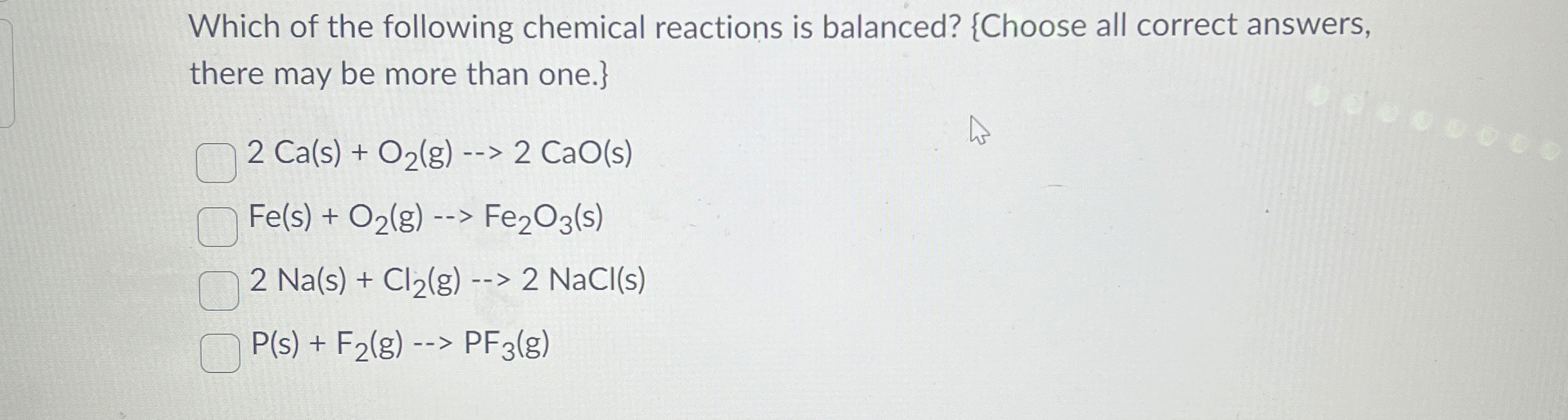Solved Which of the following chemical reactions is | Chegg.com