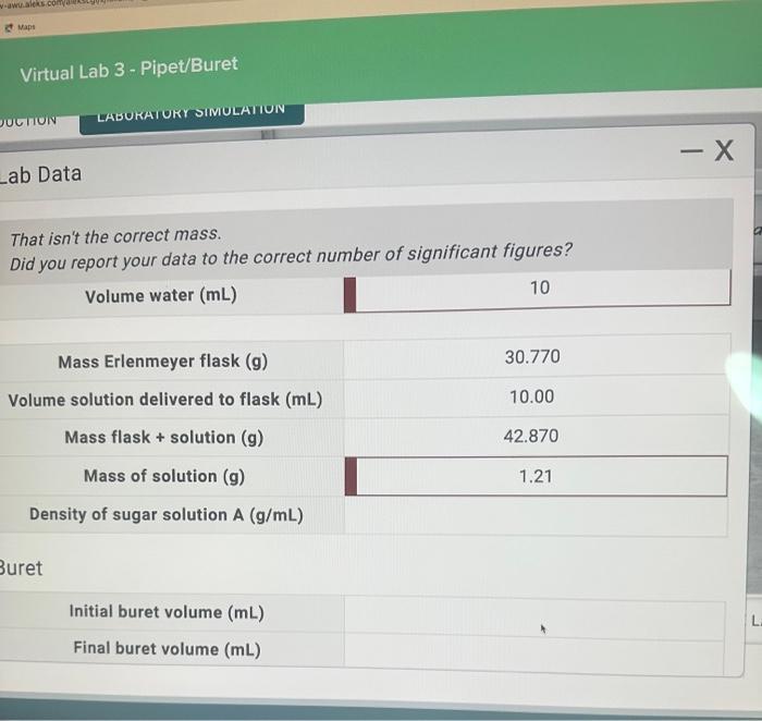 Solved Density of sugar solution using pipet Complete the | Chegg.com