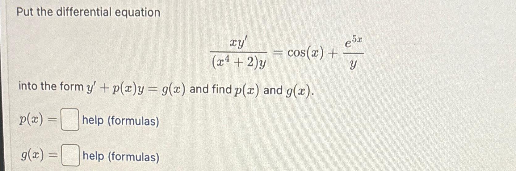 Solved Put the differential | Chegg.com