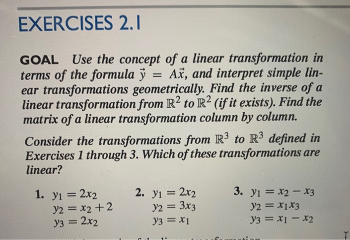 Solved EXERCISES 2.1 GOAL Use the concept of a linear | Chegg.com