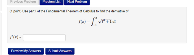 Solved Previous Problem(1 ﻿point) ﻿Use part I of the | Chegg.com