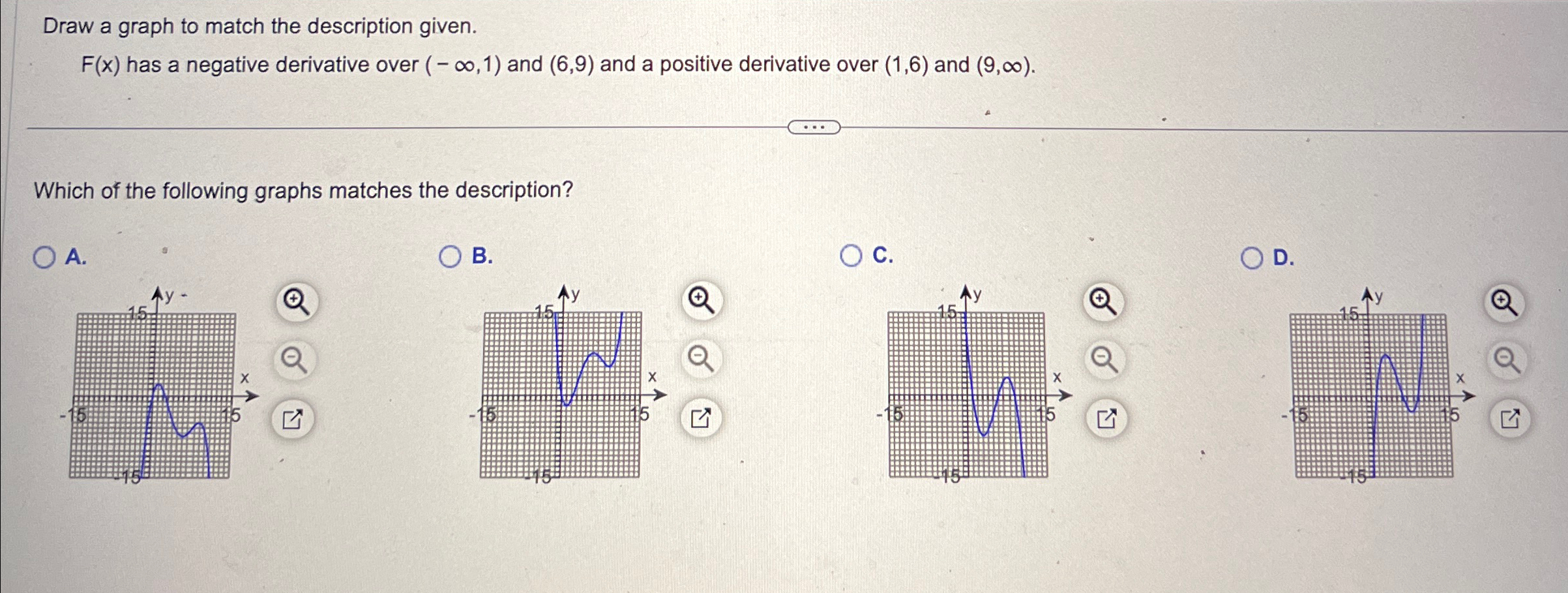 Solved Draw a graph to match the description given.F(x) ﻿has | Chegg.com