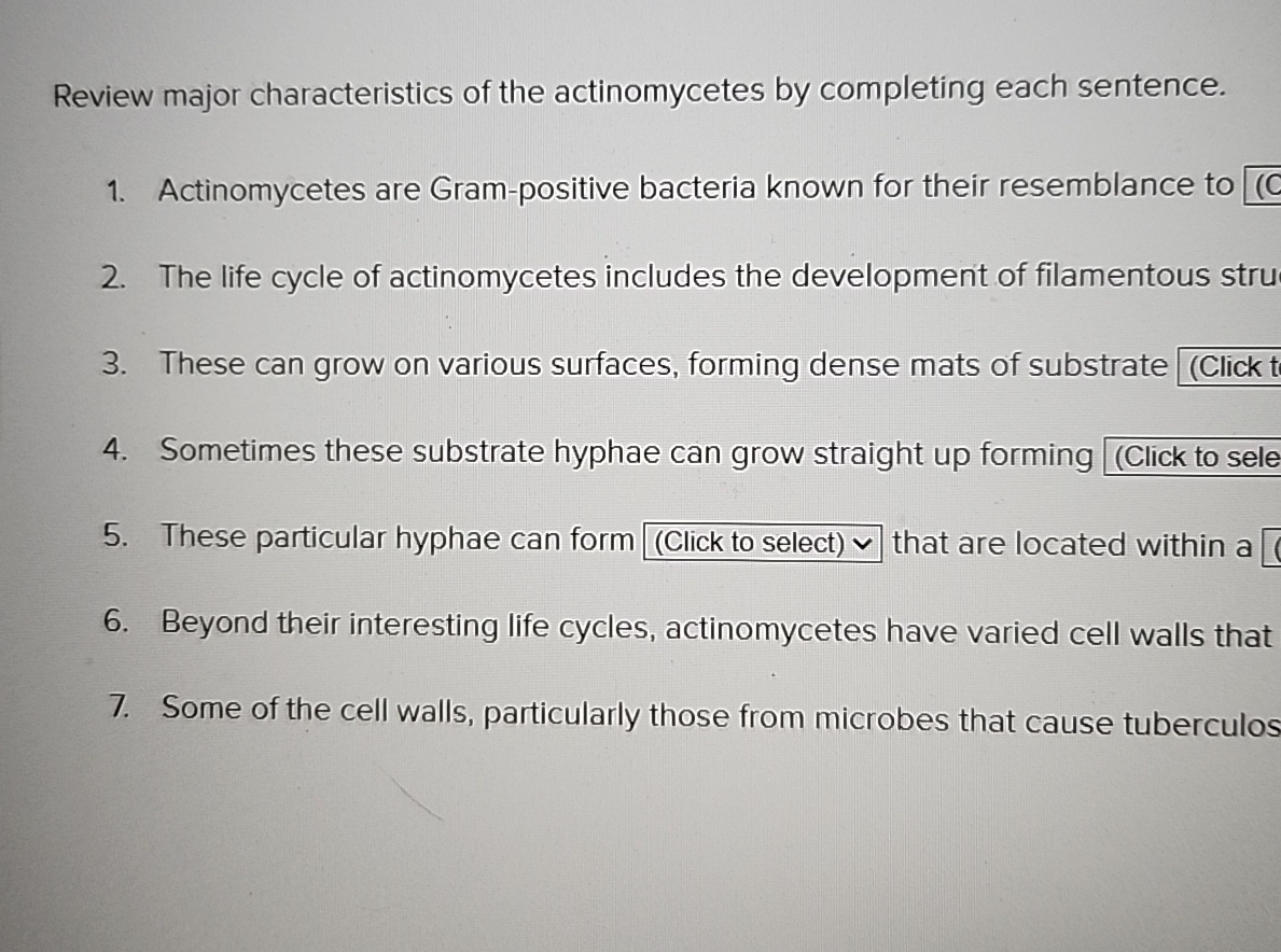 Solved Review major characteristics of the actinomycetes by | Chegg.com