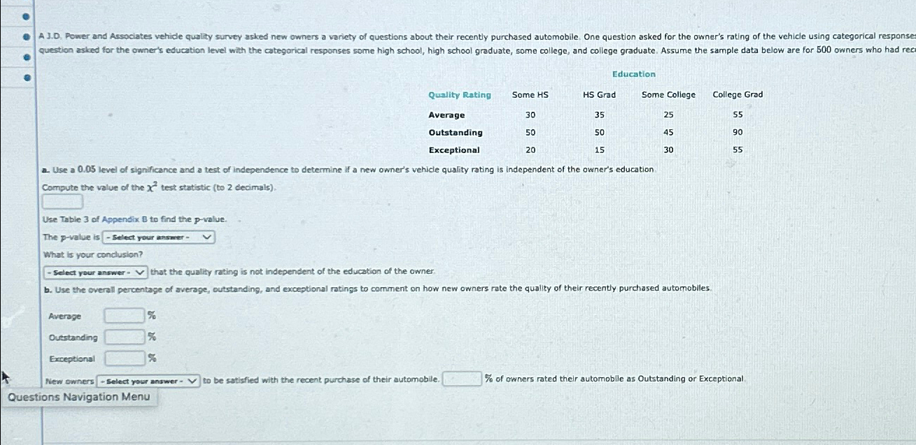 Solved \table[[,Education,],[Quality Rating,Some HS,HS | Chegg.com