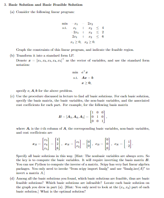 Solved Basic Solution and Basic Feasible Solution(a) | Chegg.com