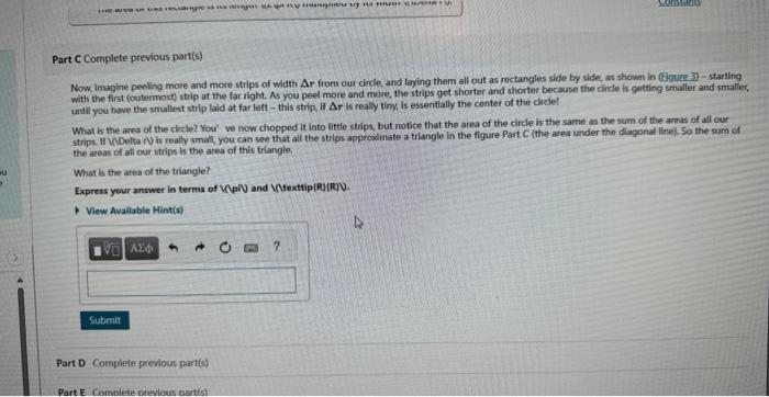 Now, imagine peeling more and more strips of width Δr | Chegg.com