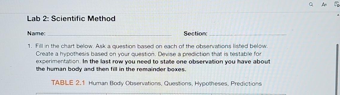 Solved Lab 2: Scientific MethodName:Section:Fill in the | Chegg.com