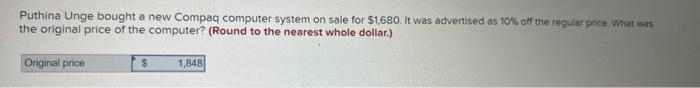 Solved Puthina Unge bought a new Compaq computer system on | Chegg.com