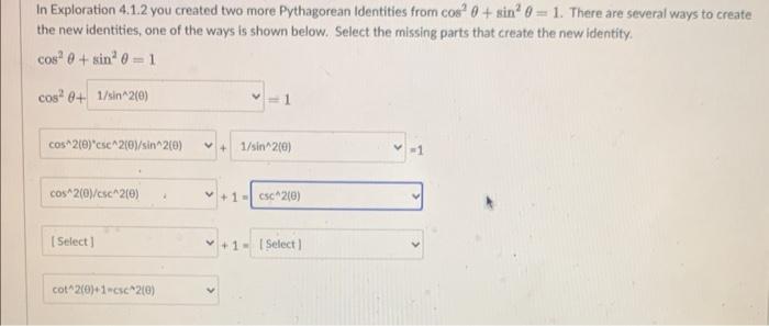 Solved In Exploration 4.1.2 you created two more Pythagorean | Chegg.com