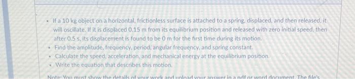 Solved If A 10 Kg Object On A Horizontal Frictionless