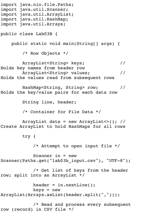 Solved LANUOD Skeleton.java lab03b input.csv We have | Chegg.com