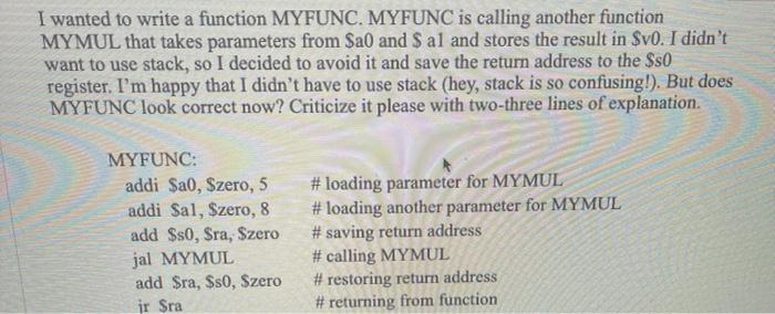Solved a I wanted to write a function MYFUNC. MYFUNC is | Chegg.com