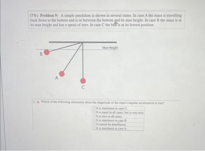 Solved (7\%) Problem 9: A simple pendulum is shown in | Chegg.com