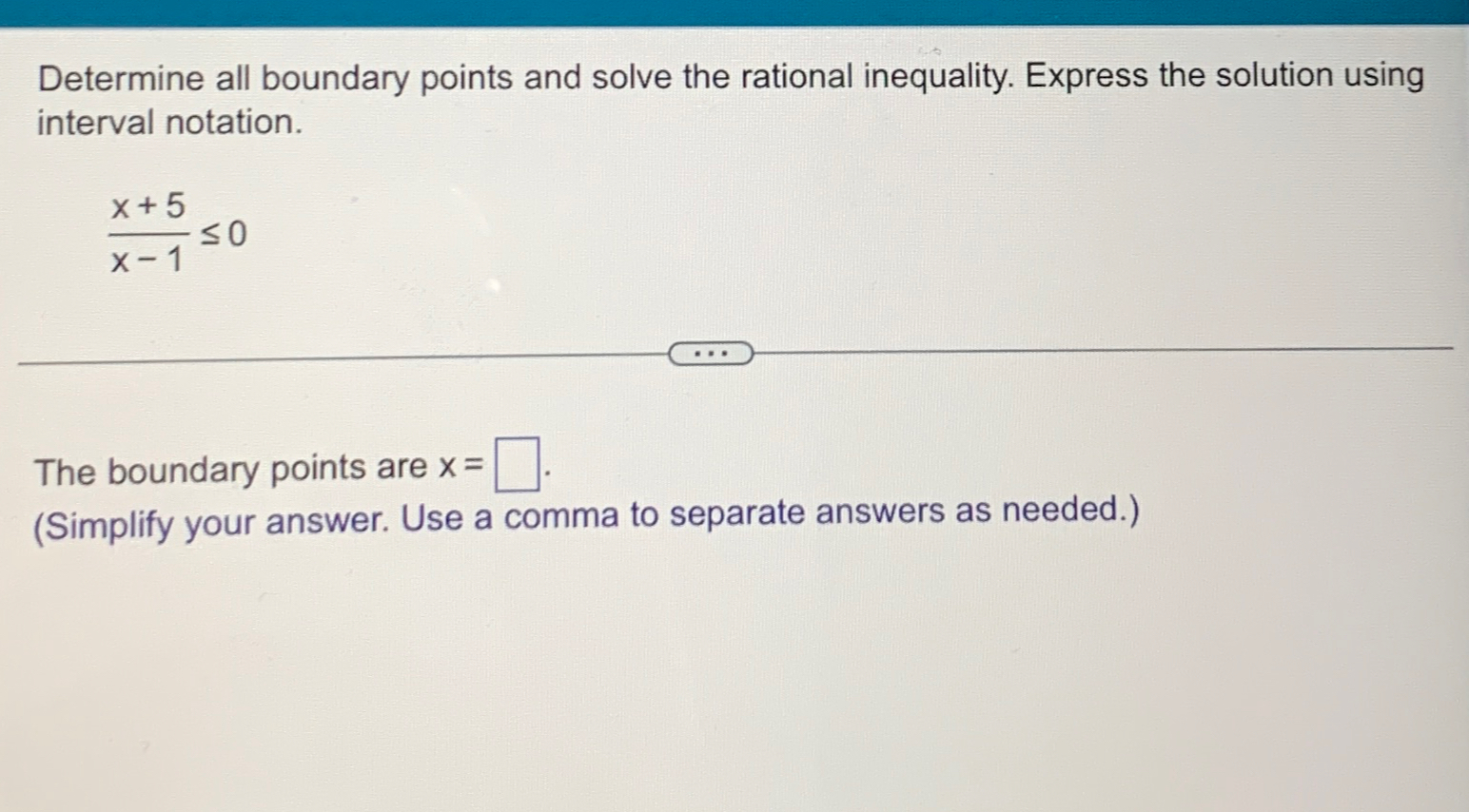 Solved Determine all boundary points and solve the rational | Chegg.com