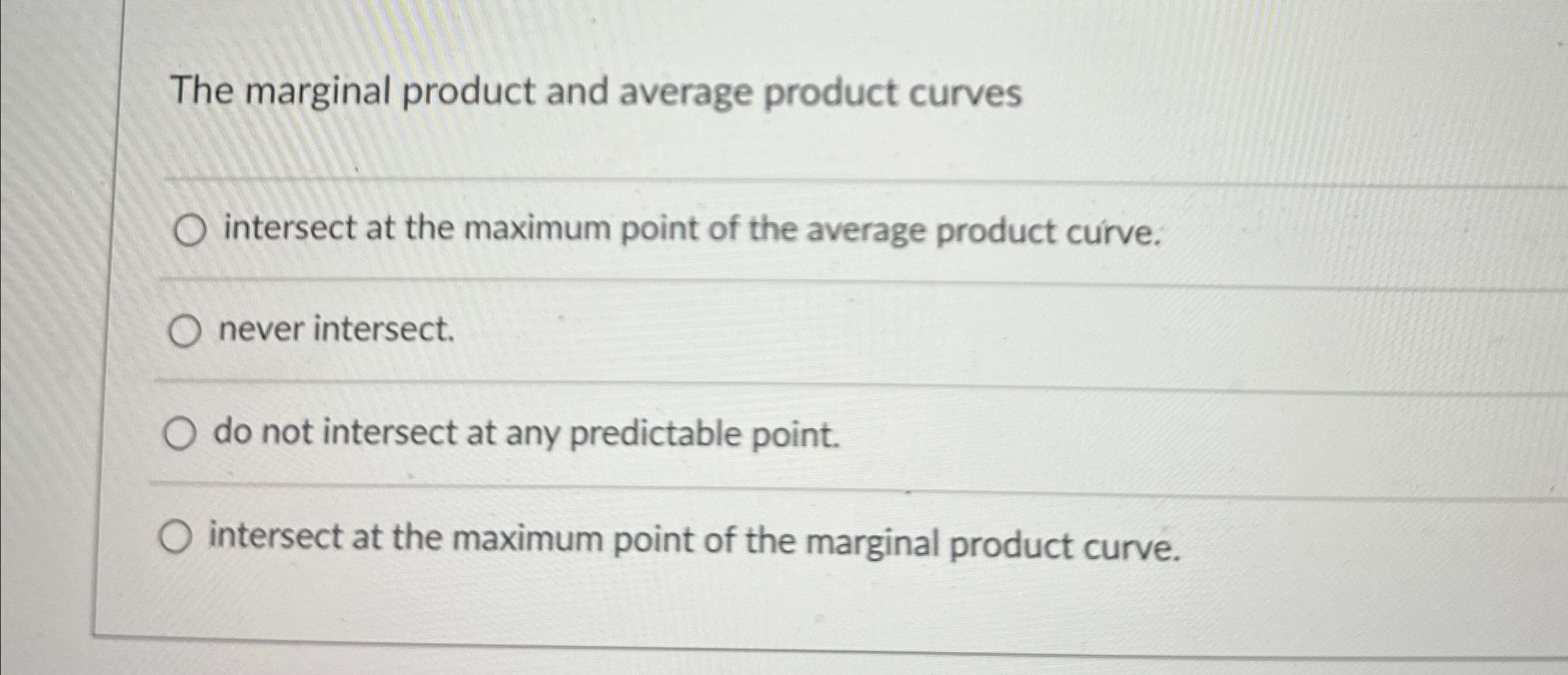 Solved The marginal product and average product | Chegg.com