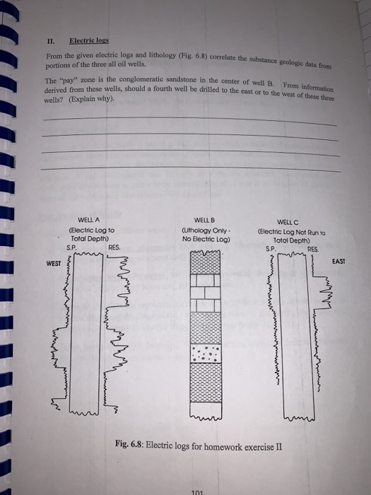 Solved II. Electric logs From the given electric logs and | Chegg.com