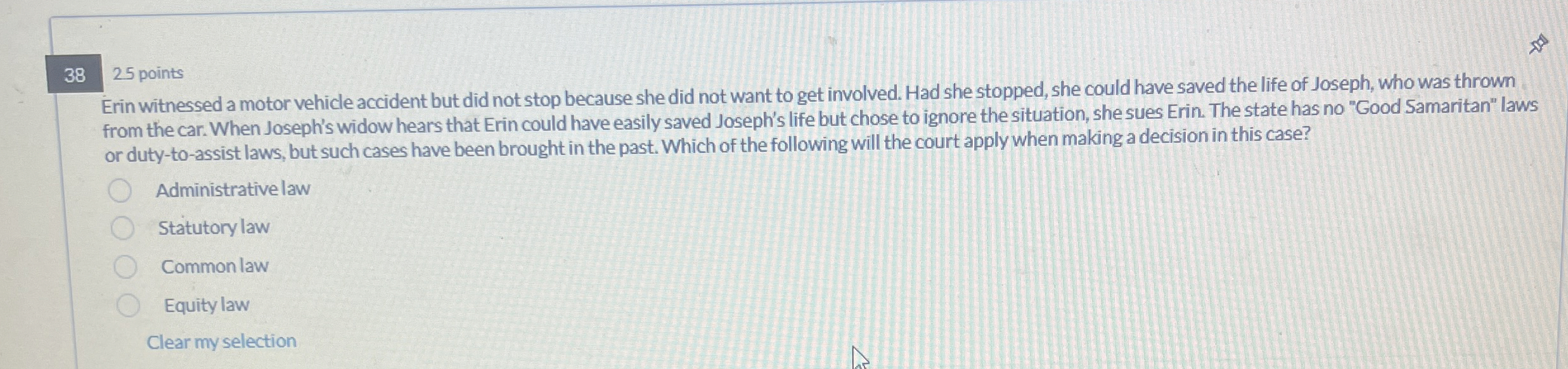 Solved 25 ﻿pointsErin witnessed a motor vehicle accident but | Chegg.com