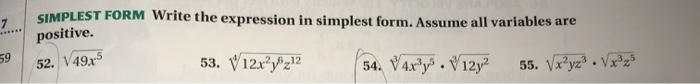 Solved SIMPLEST FORM Write the expression in simplest form. | Chegg.com