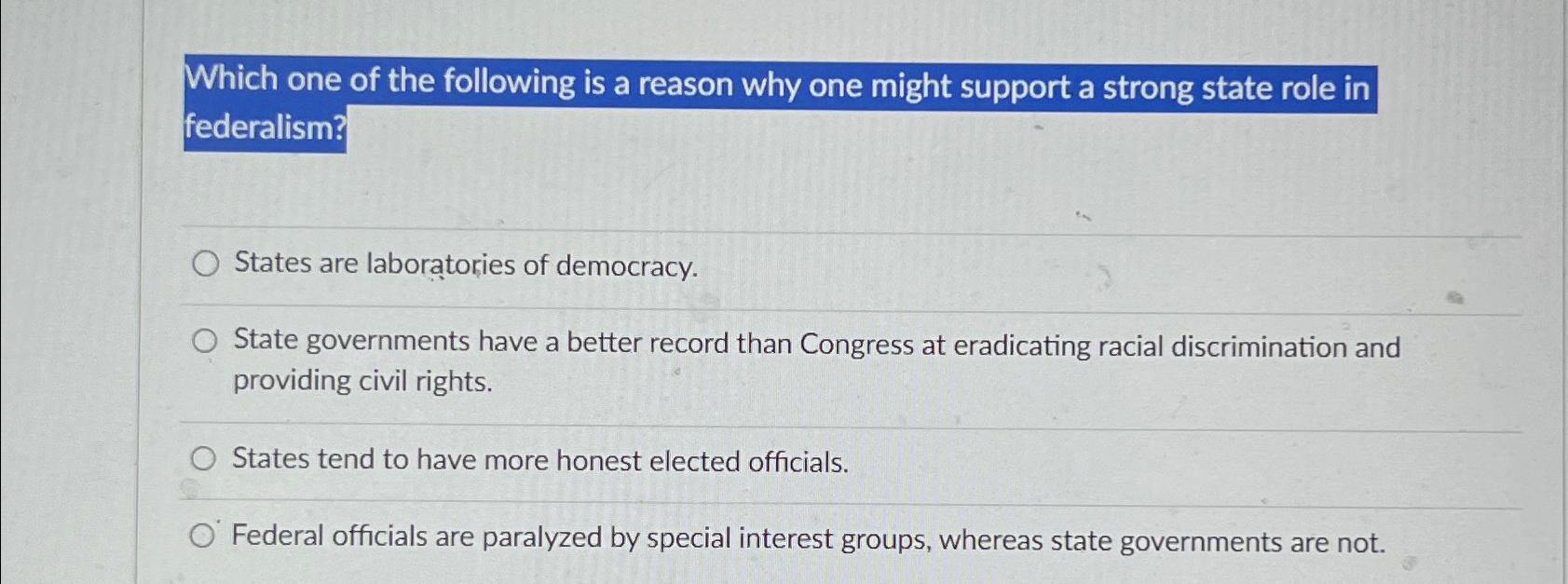 Solved Which one of the following is a reason why one might | Chegg.com