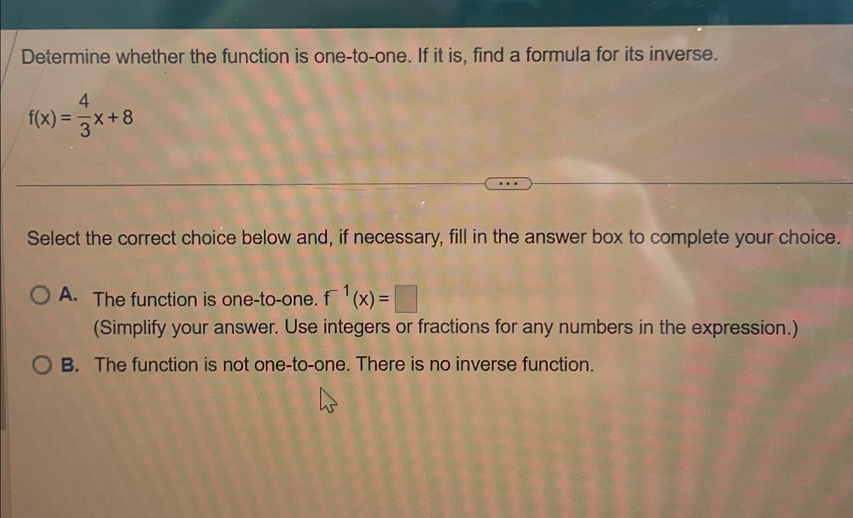 Solved Determine whether the function is one-to-one. If it | Chegg.com
