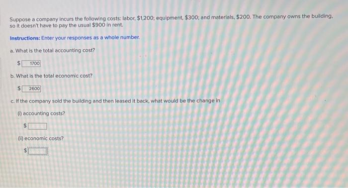 Solved Suppose a company incurs the following costs: labor, | Chegg.com