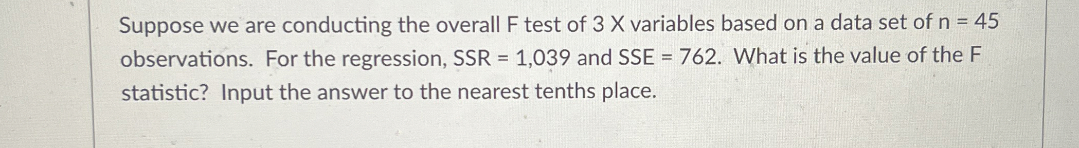 Solved Suppose we are conducting the overall F ﻿test of 3× | Chegg.com