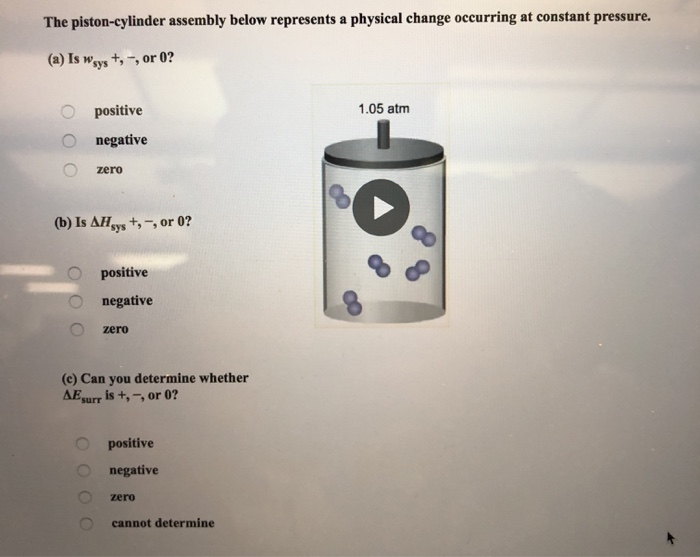 Solved The piston-cylinder assembly below represents a | Chegg.com