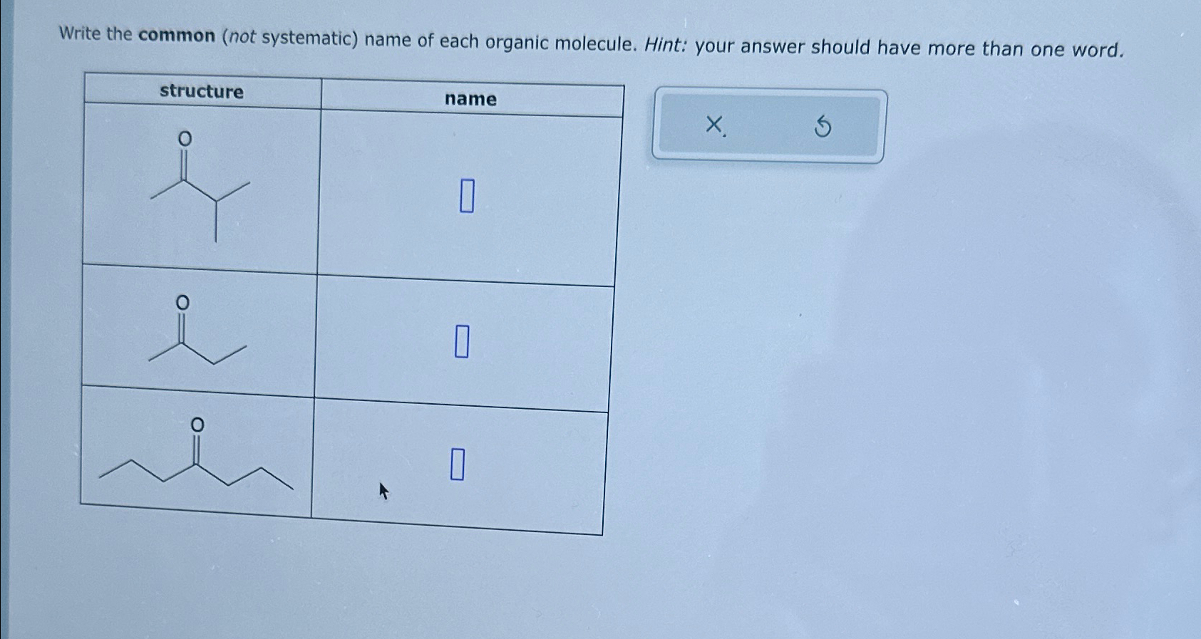 Solved Write the common (not systematic) ﻿name of each | Chegg.com