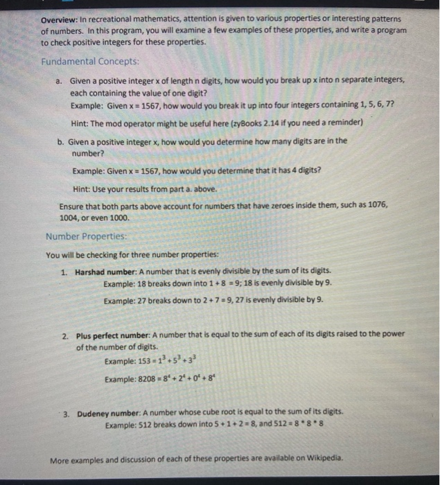 Solved Overview: In recreational mathematics, attention is | Chegg.com