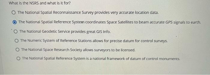 Solved What is the NSRS and what is it for? The National | Chegg.com