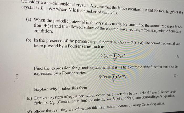 Solved sider a one-dimensional crystal. Assume that the | Chegg.com