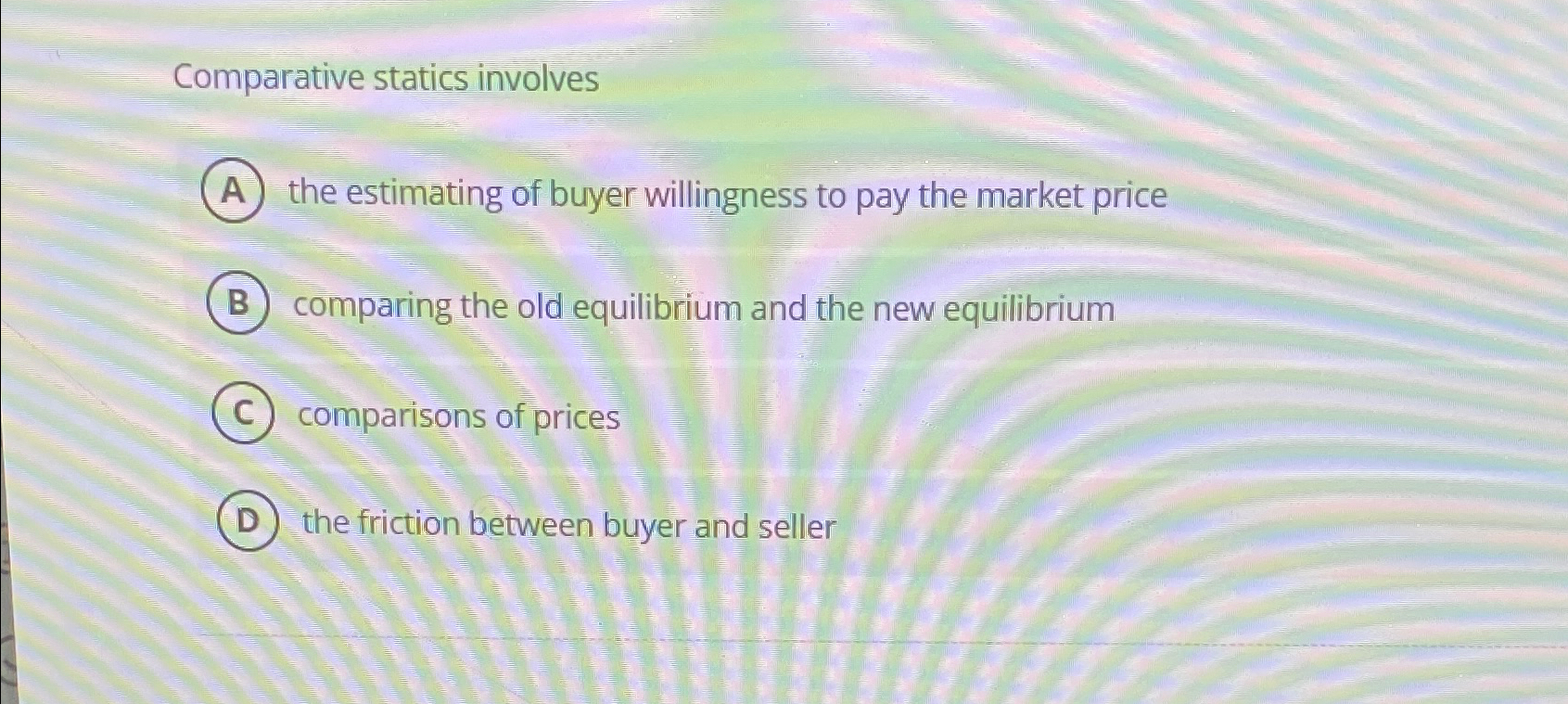 Solved Comparative statics involvesthe estimating of buyer | Chegg.com