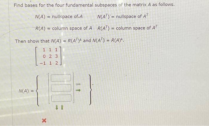 Solved Find bases for the four fundamental subspaces of the | Chegg.com