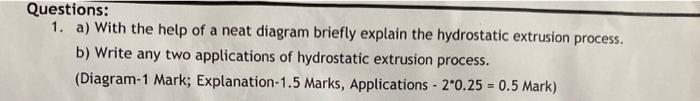 Solved Questions: 1. a) With the help of a neat diagram | Chegg.com