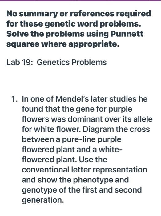 Solved No summary or references required for these genetic | Chegg.com
